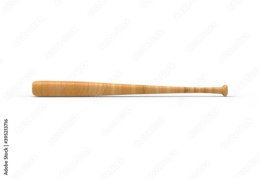 Professional wooden baseball bat mockup template on isolated white background, 3d illustration ...