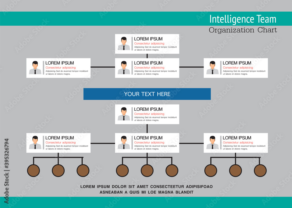 Organization Chart Infographics with People Icon and Abstract Line ...