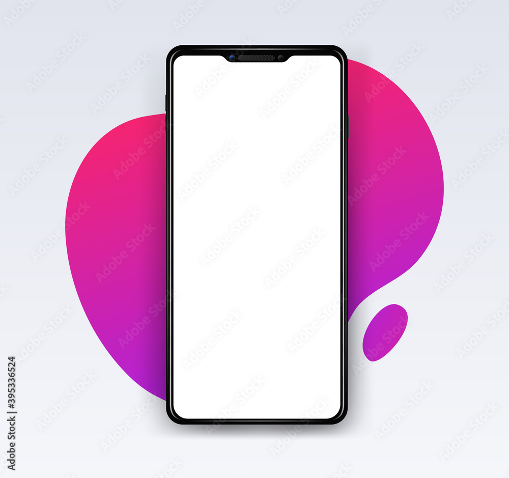 Smartphone with blank screen. Realistic cell phone can be a template ...