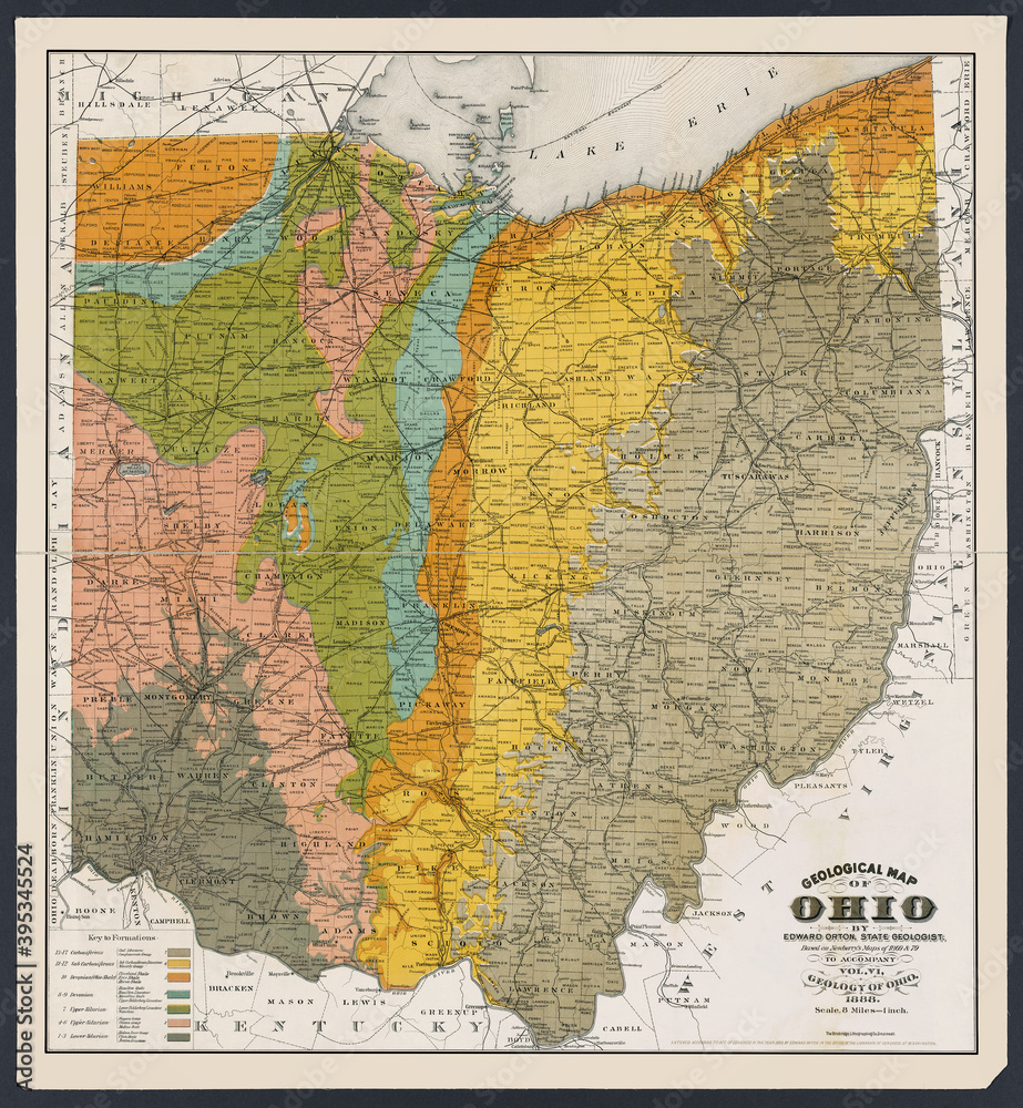 Geological map of Ohio [1888 map]. This is an enhanced, restored reproduction of an old ...