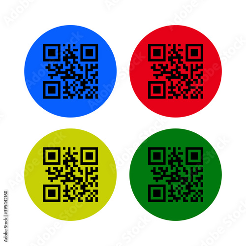 Circles qr in flat style. Bar code icon. Round logo. Phone icon vector ...