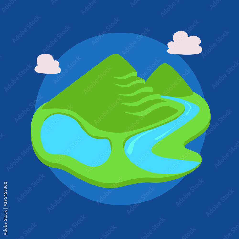 Icono de lagos y ríos de la sierra andina a color, ideal para ...