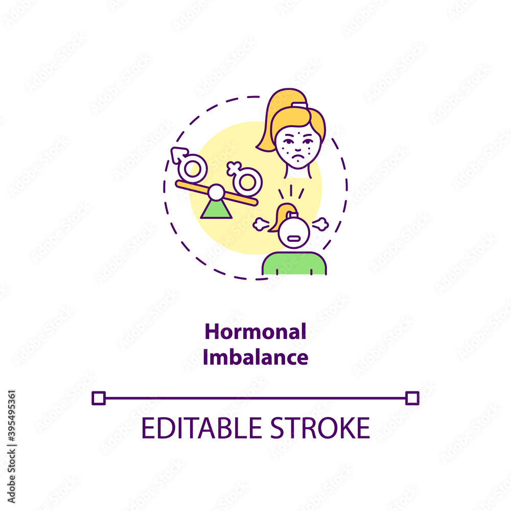 Hormonal imbalance concept icon. CFS cause idea thin line illustration ...