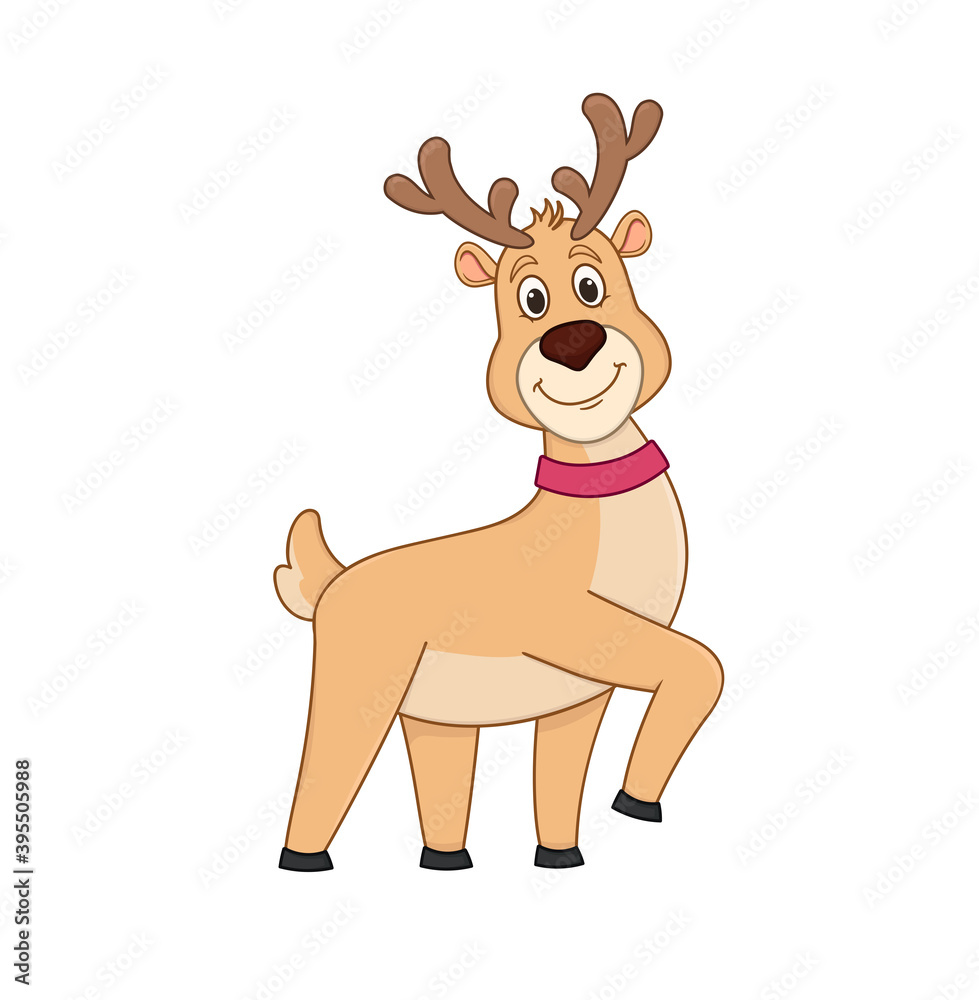 christmas reindeer rudolph. cartoon vector illustration. isolated on ...