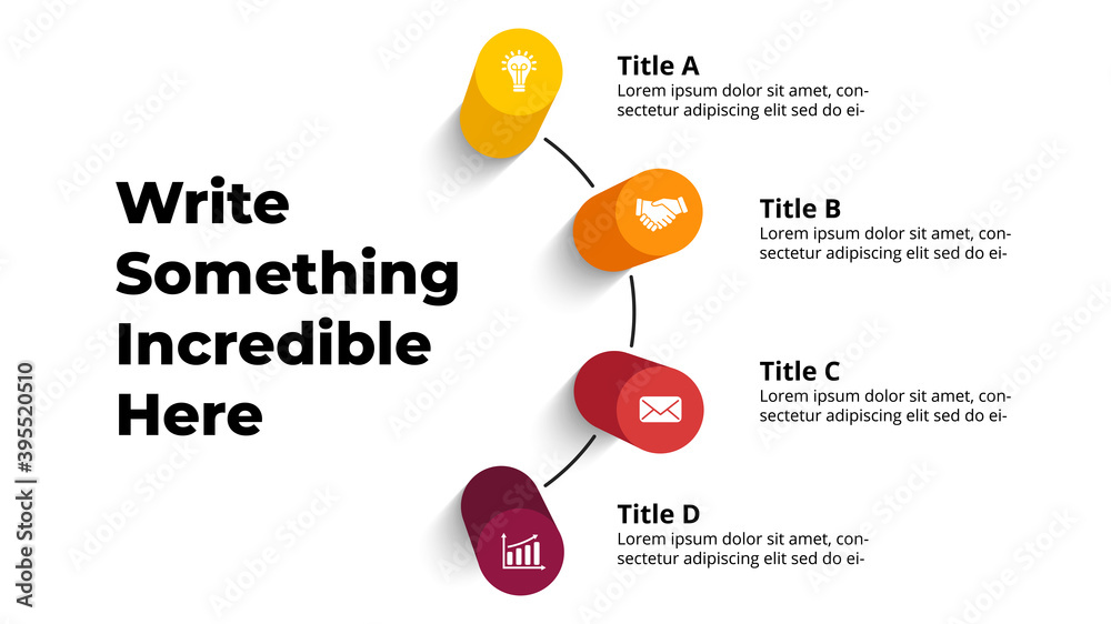 3D Vector Perspective Infographic. Presentation slide template. 4 step ...
