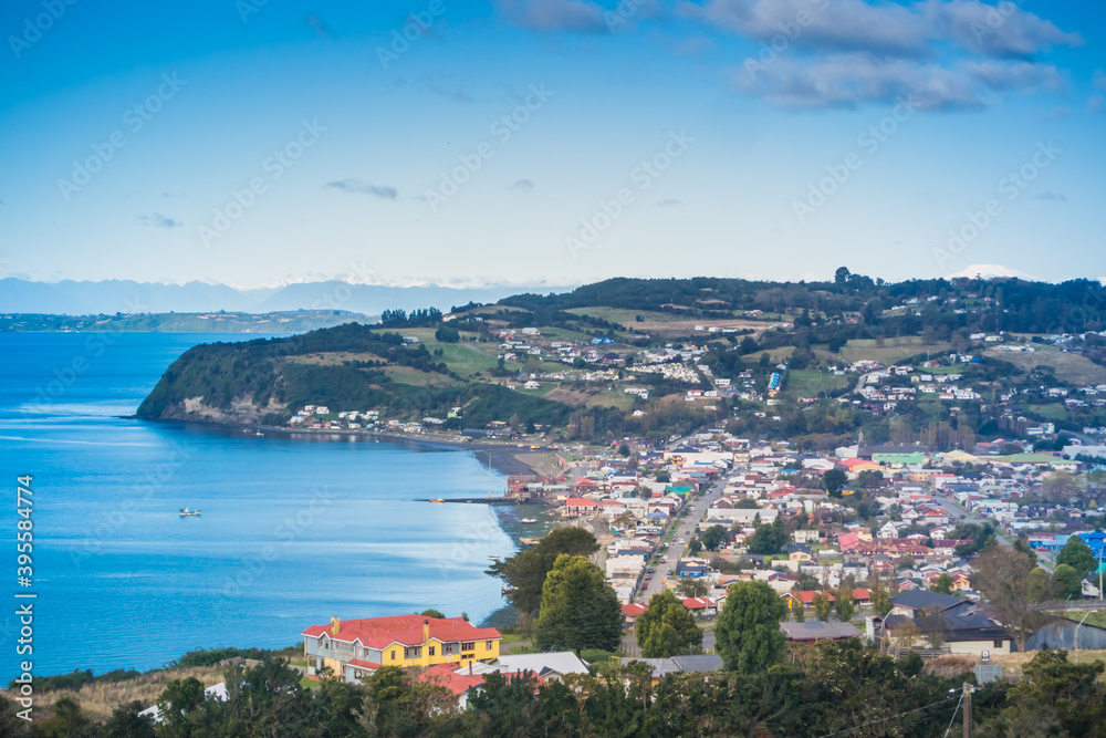 Foto de Stock Achao landscape at Quinchao island by Chiloe in Chile ...