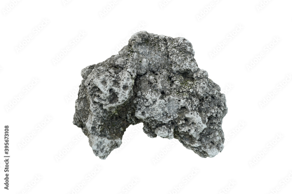 sponge stone is used to decorate natural gardens, isolated on white ...