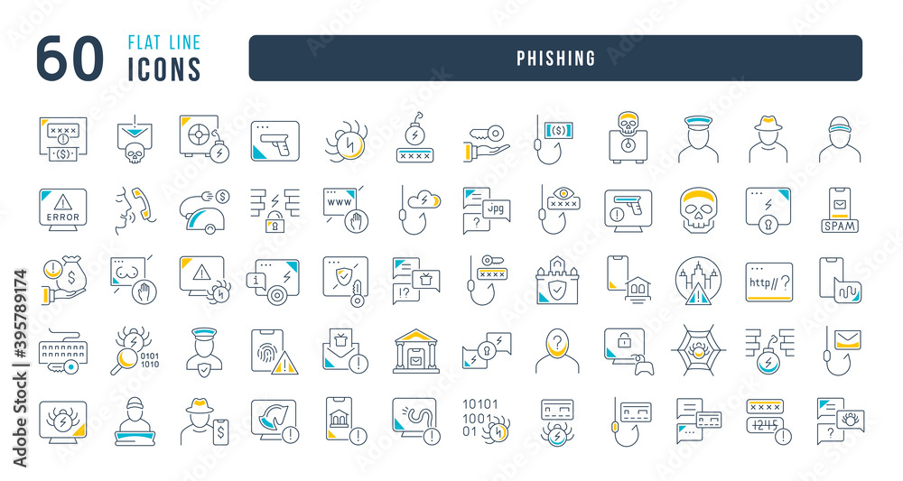 Set of linear icons of Phishing Stock Vector | Adobe Stock
