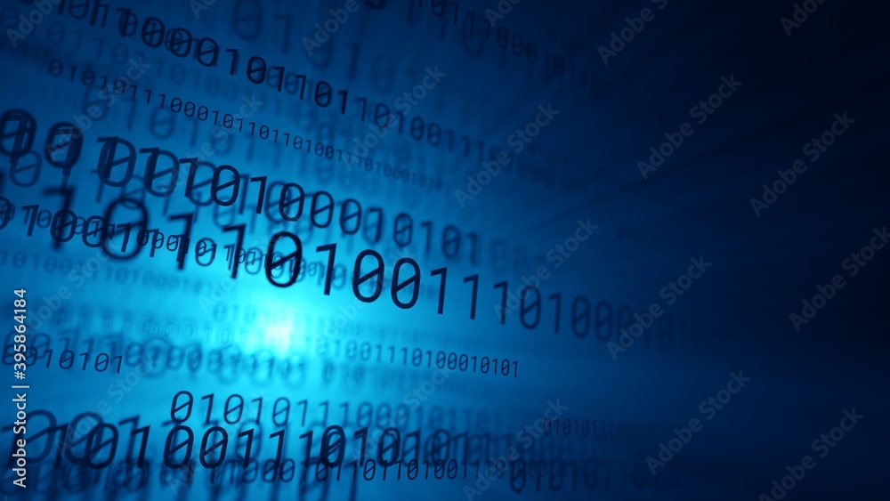 Encryption, information technology background. Zeroes and ones in dark ...