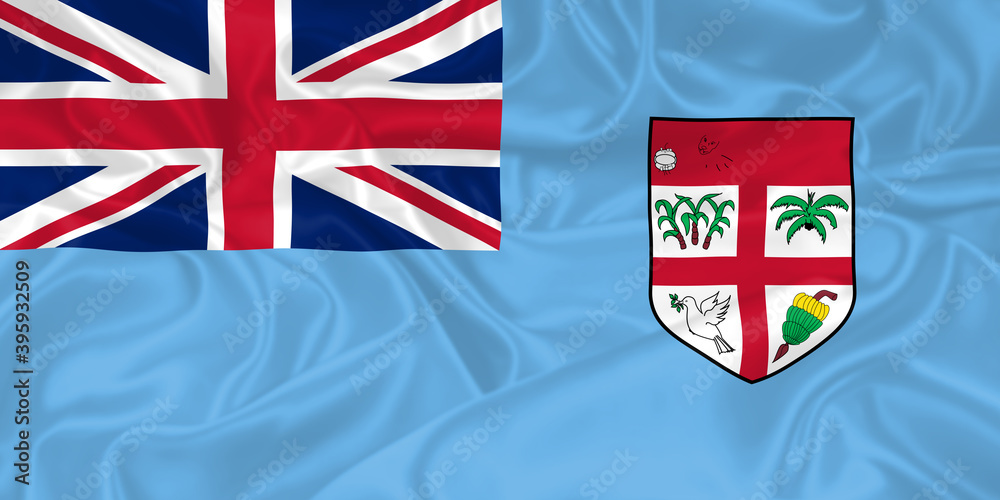 Fiji Flag waving. National flag of Fiji with waves and wind. Official ...