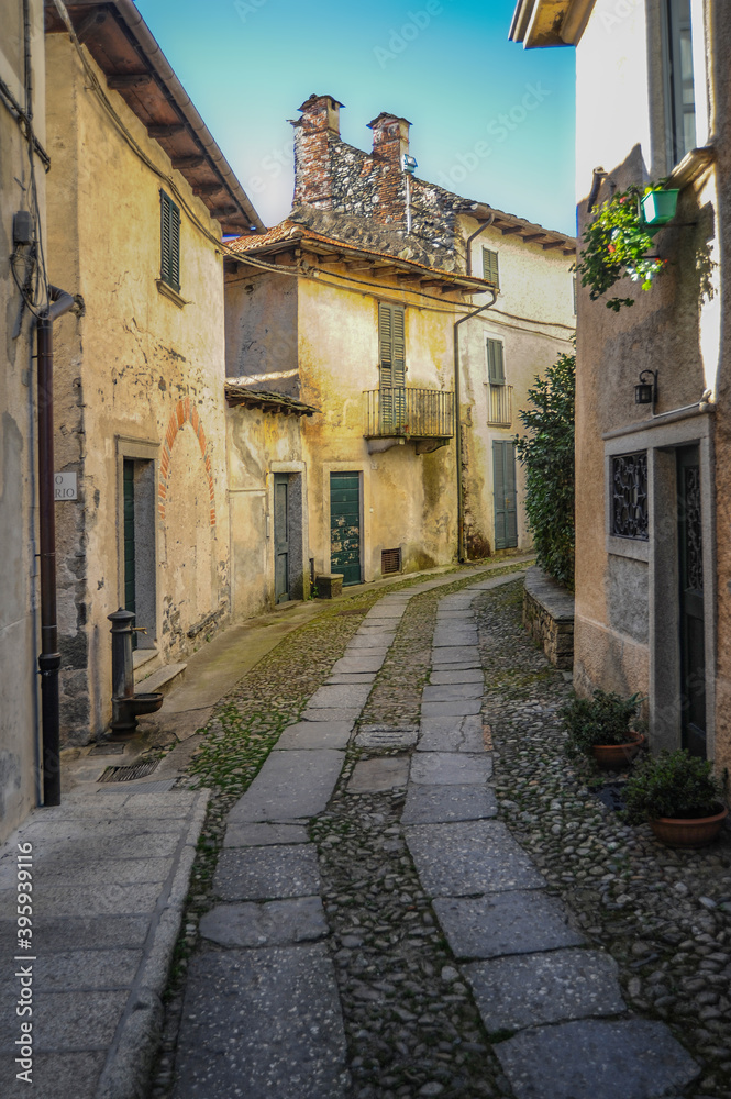 The island of San Giulio on Lake Lago d, Orta is famous for the ...