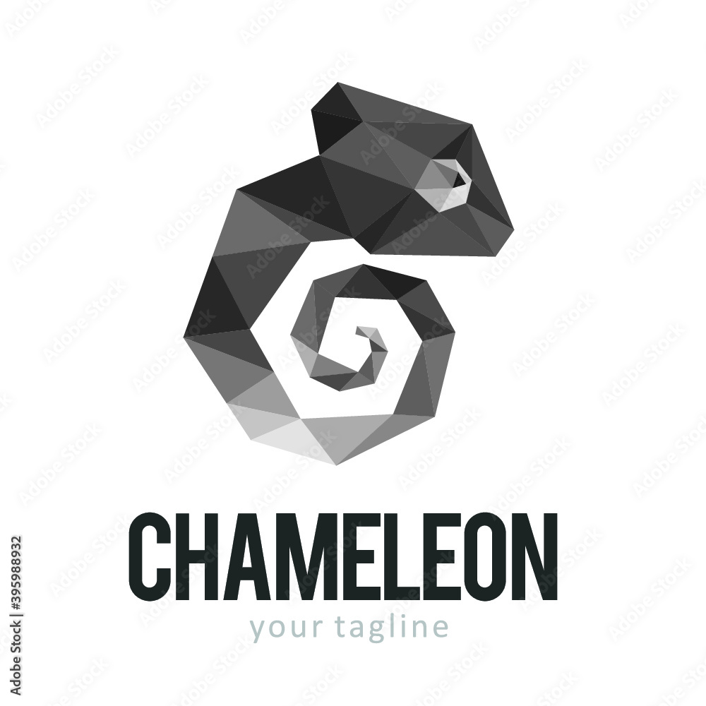 Chameleon animal low poly geometric polygonal triangle logo icon symbol ...