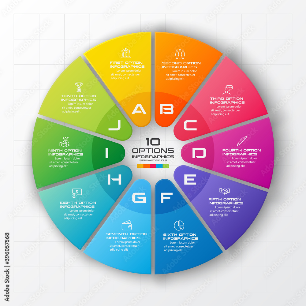 Circle chart infographic template with 10 options,Vector illustration ...