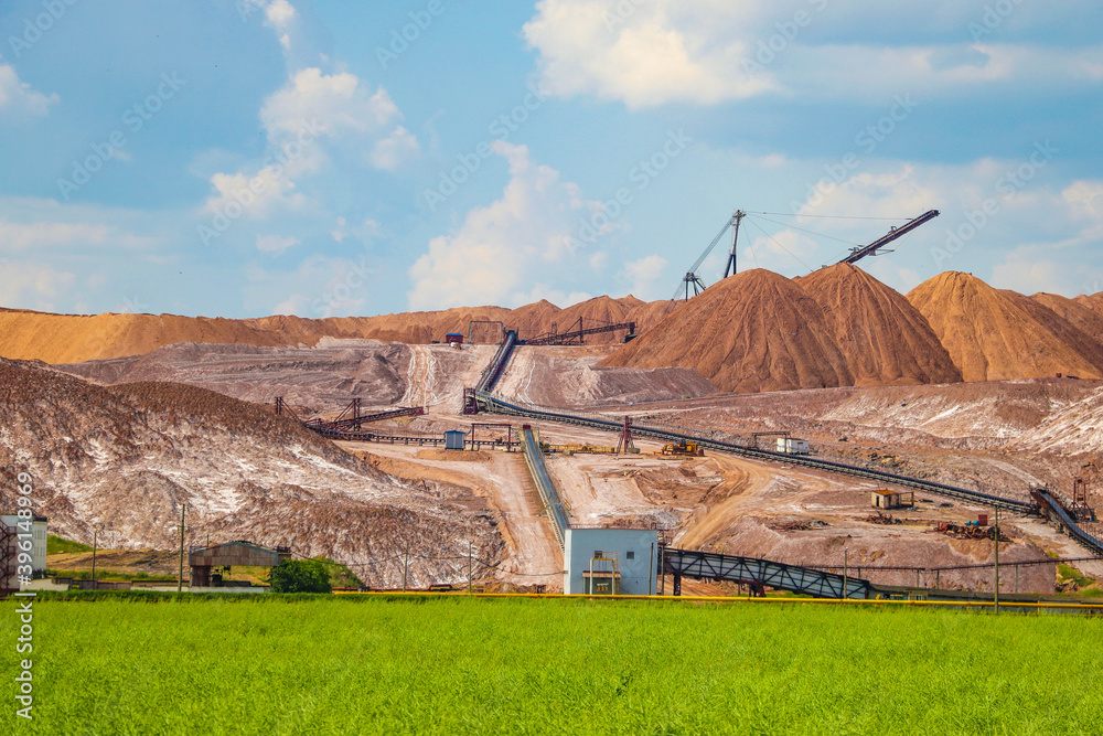 Terrikon - dump, artificial embankment from waste rocks. Mining, waste ...