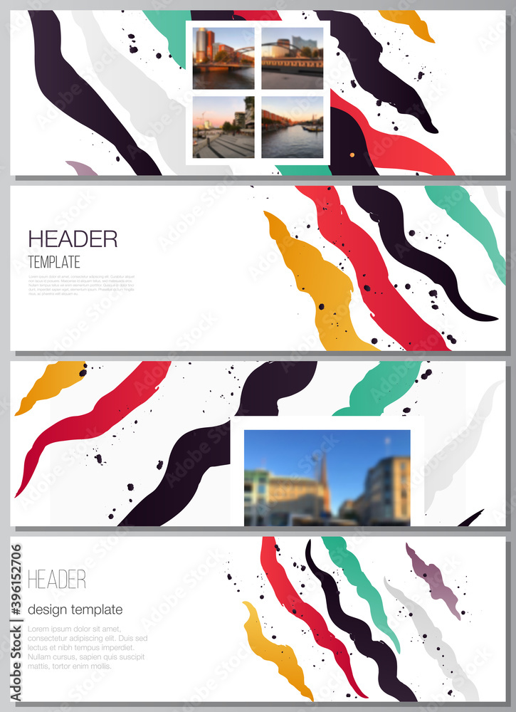 Vector layout of headers, banner design templates for website footer ...