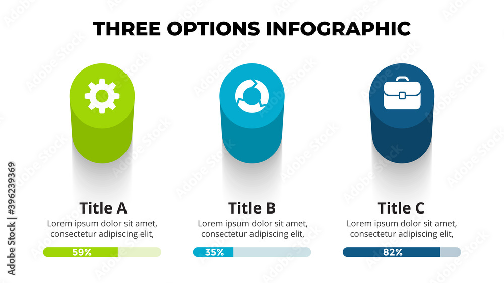 3D Vector Perspective Infographic. Presentation slide template. 3 step ...