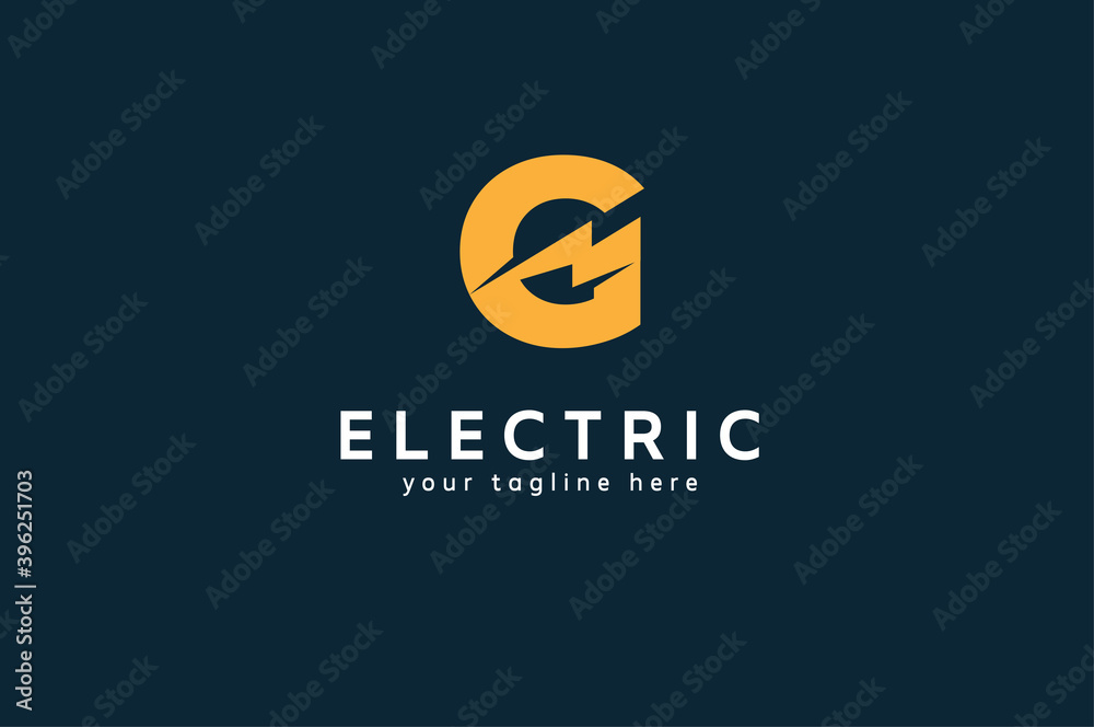Letter G Electric Logo, letter G with lightning bolt icon inside ...