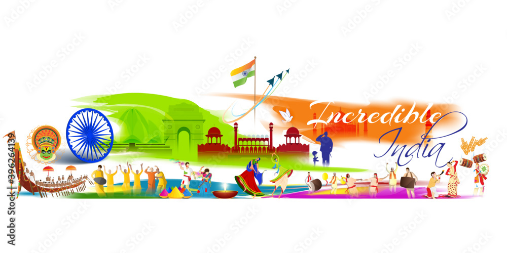 Vector illustration of Incredible India banner, Indian culture and ...