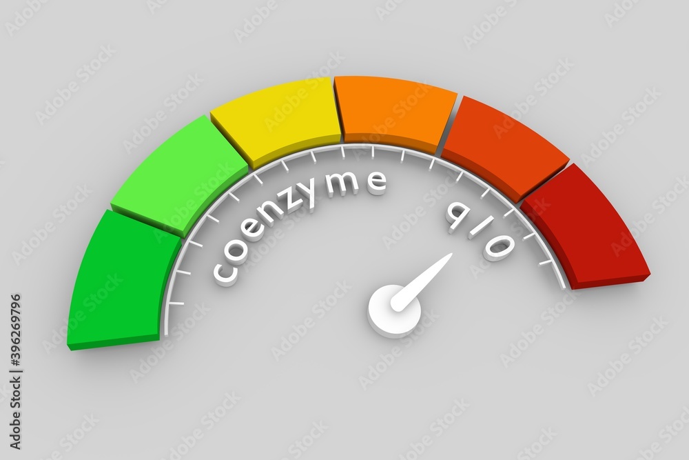 Scale with arrow. The Coenzyme Q10 measuring device. Sign tachometer ...