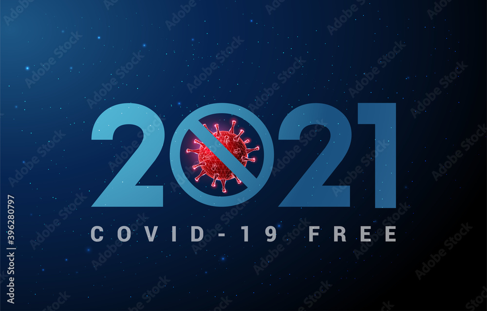 Abstract Happy 2021 New Year greeting card with coronavirus Stock ...