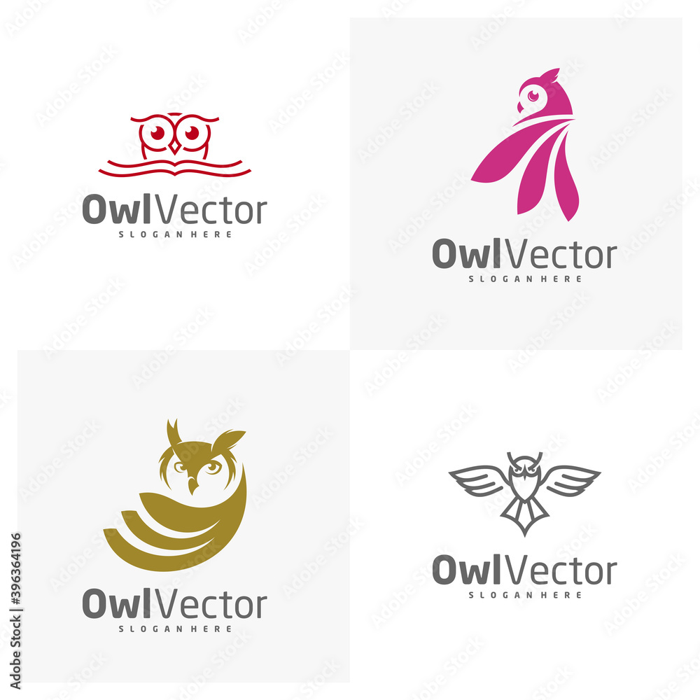 Set of Owl logo vector template, Creative Owl logo design concepts ...