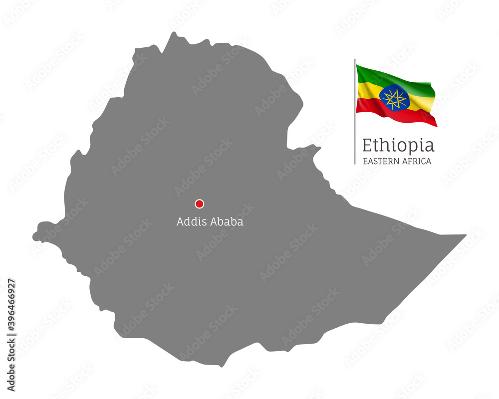 Image vectorielle Stock Silhouette of Ethiopia country map. Gray ...