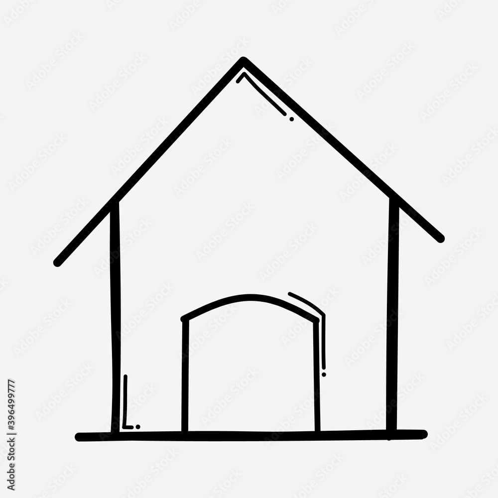 House building doodle vector icon. Drawing sketch illustration hand ...