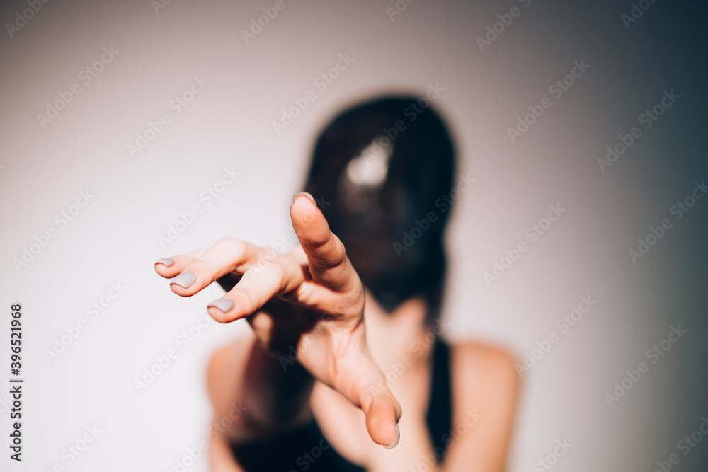 Woman protection. Female rights. Social isolation. Art portrait of ...