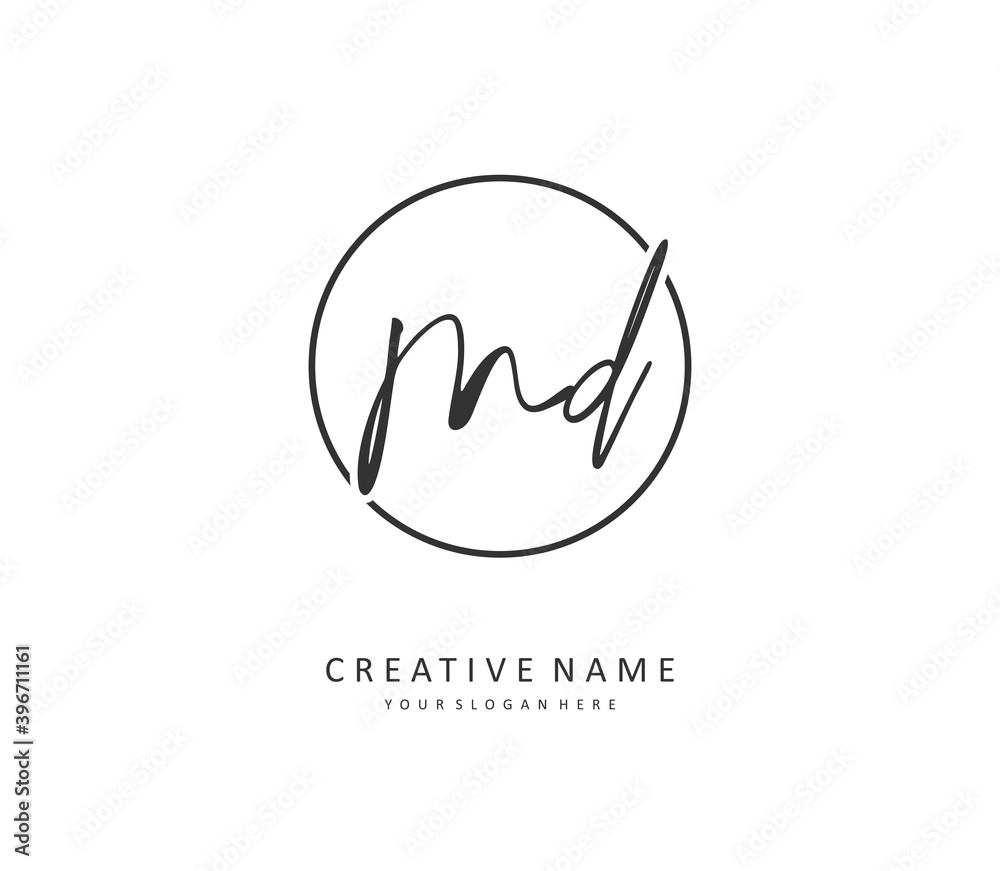 MD Initial letter handwriting and signature logo. A concept handwriting ...