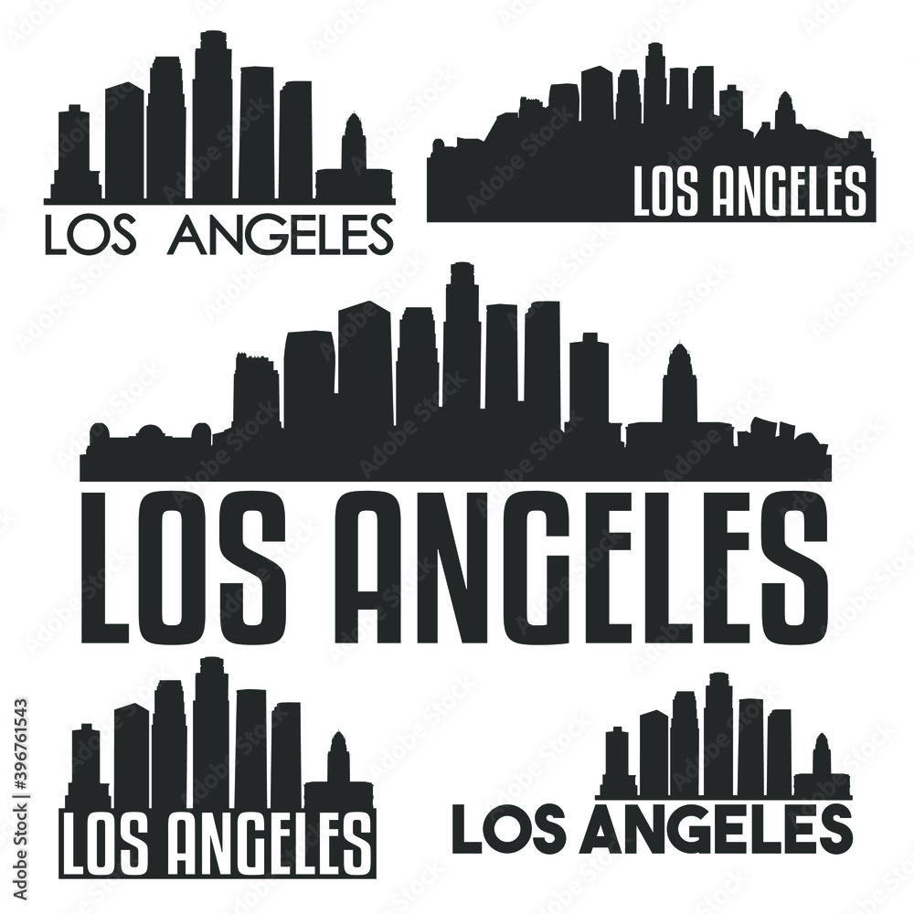 Los Angeles California USA Flat Icon Skyline Silhouette Design City ...