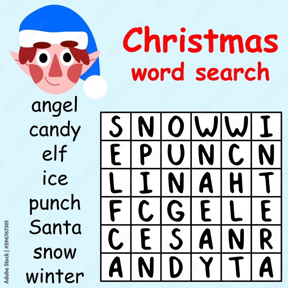 Christmas word search puzzle stock vector illustration. Funny ...