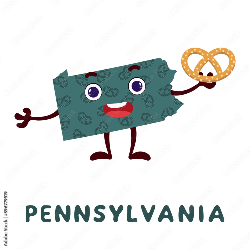 Vector de Stock Cute cartoon Pennsylvania state character clipart ...