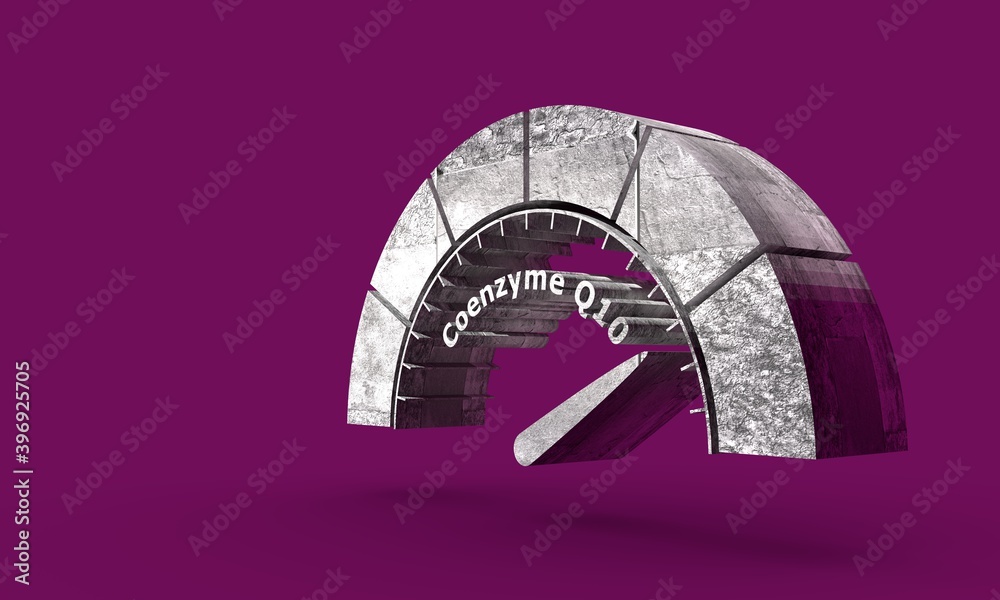 Scale with arrow. The Coenzyme Q10 measuring device. Sign tachometer ...