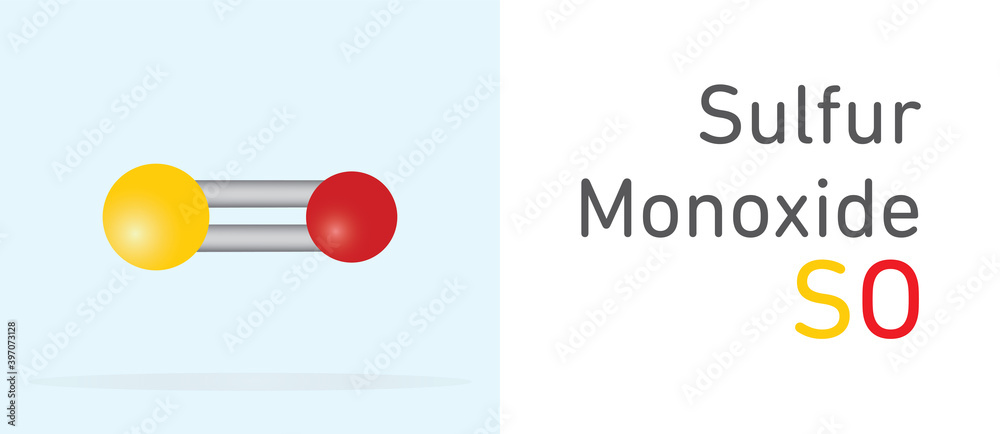 Sulfur Monoxide (SO) gas molecule.Stick model. Structural Chemical ...