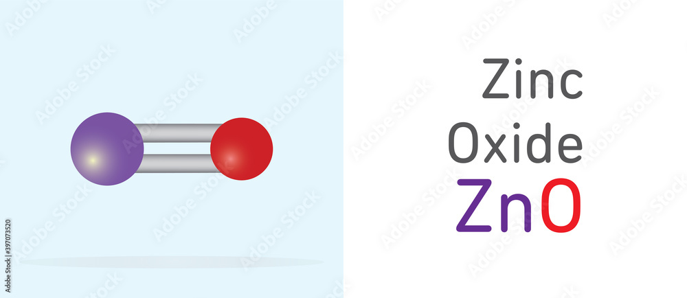 Zinc Oxide (ZnO) gas molecule.Stick model. Structural Chemical Formula ...