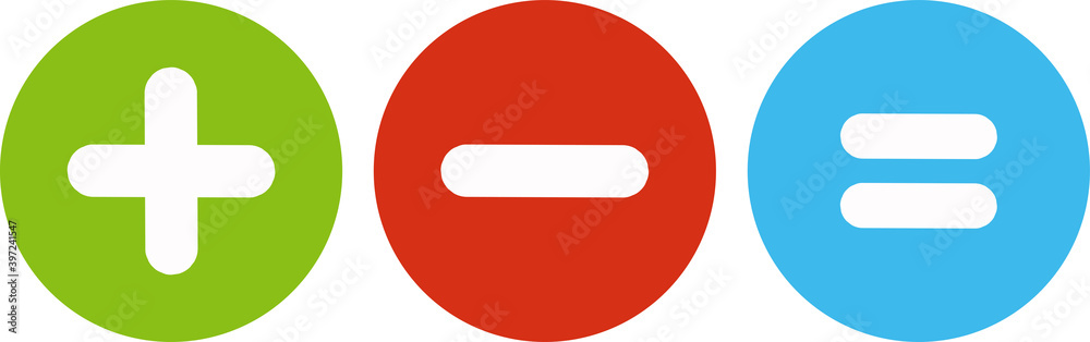 Plus, minus, equal sign icon set. Math Stock Vector | Adobe Stock
