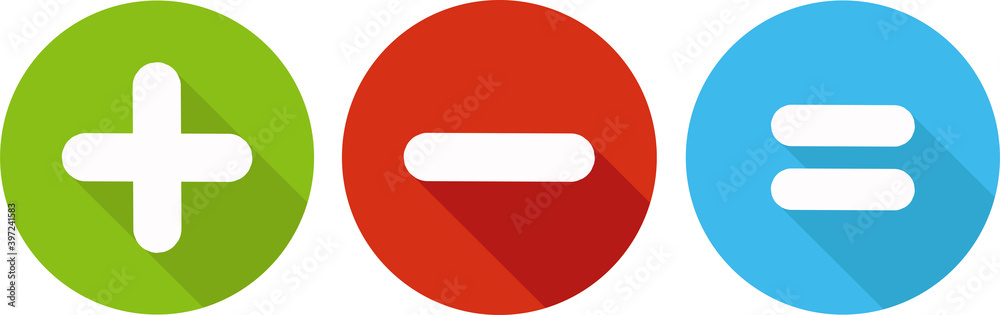 เวกเตอร์ Stock Plus, minus, equal sign icon set. Math | Adobe Stock