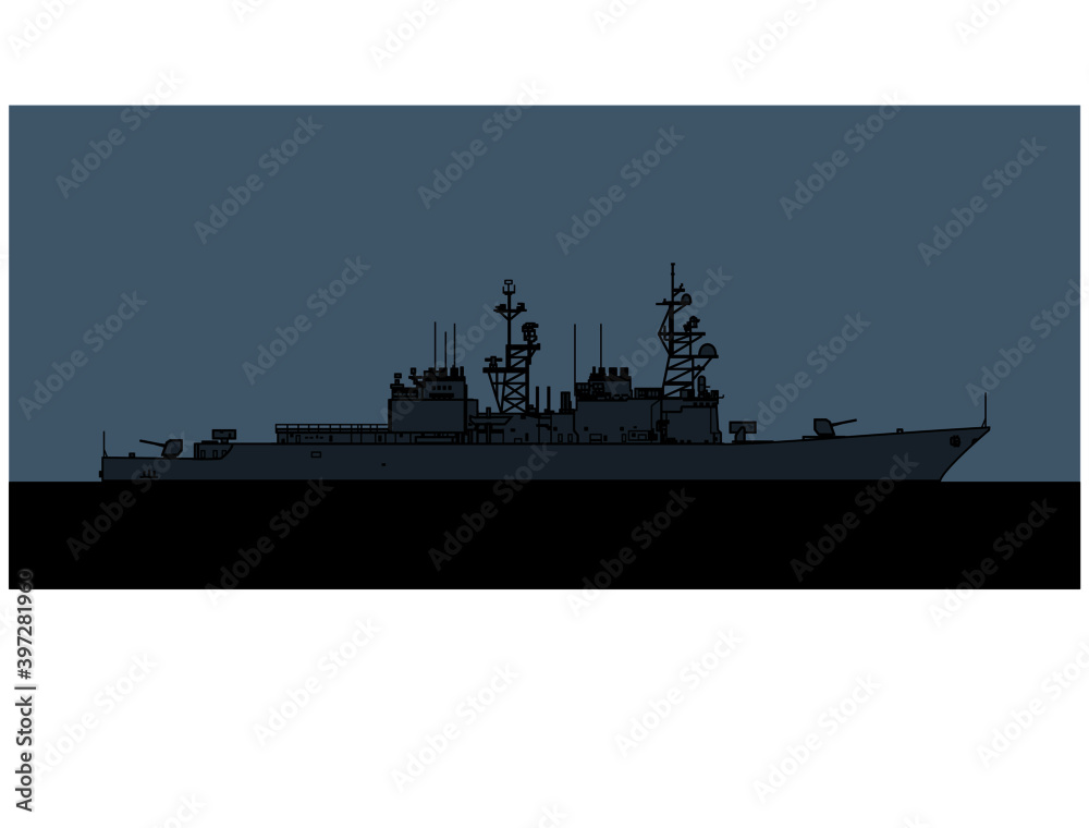 US Navy Spruance-class destroyer. Vector image for illustrations and ...