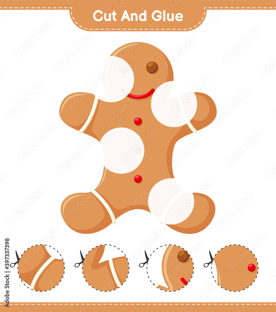 Cut and glue, cut parts of Gingerbread Man and glue them. Educational ...