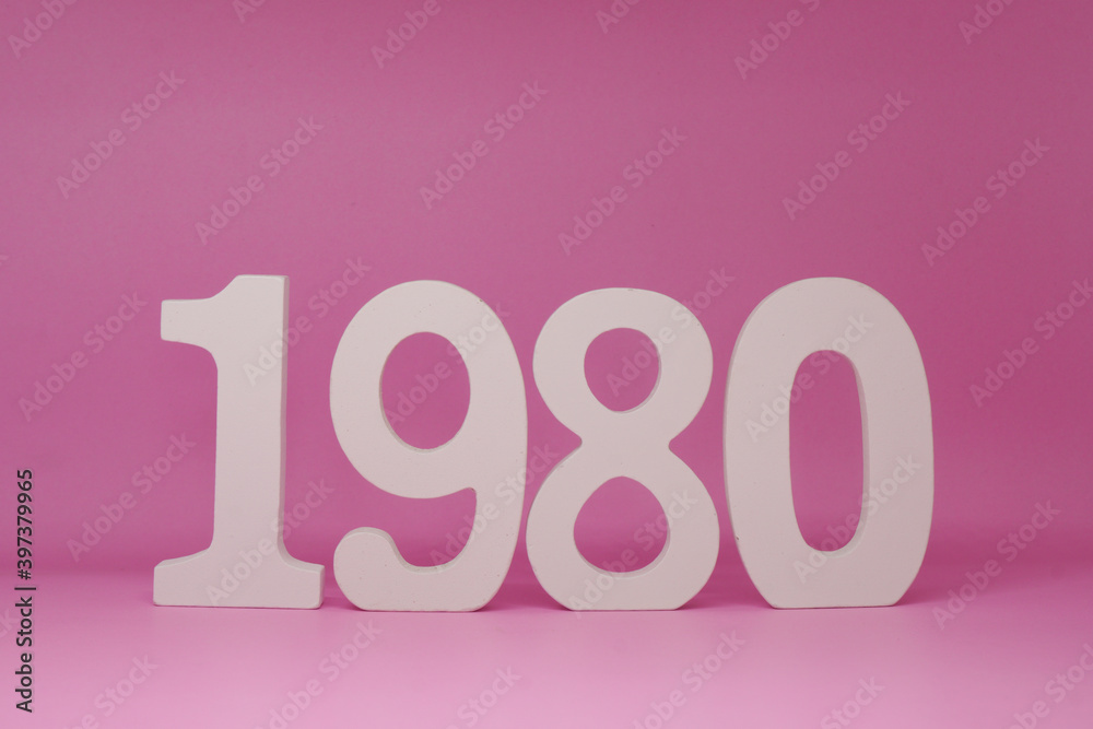 1980 ( nineteen-eighties) Isolated pink Background with Copy Space ...