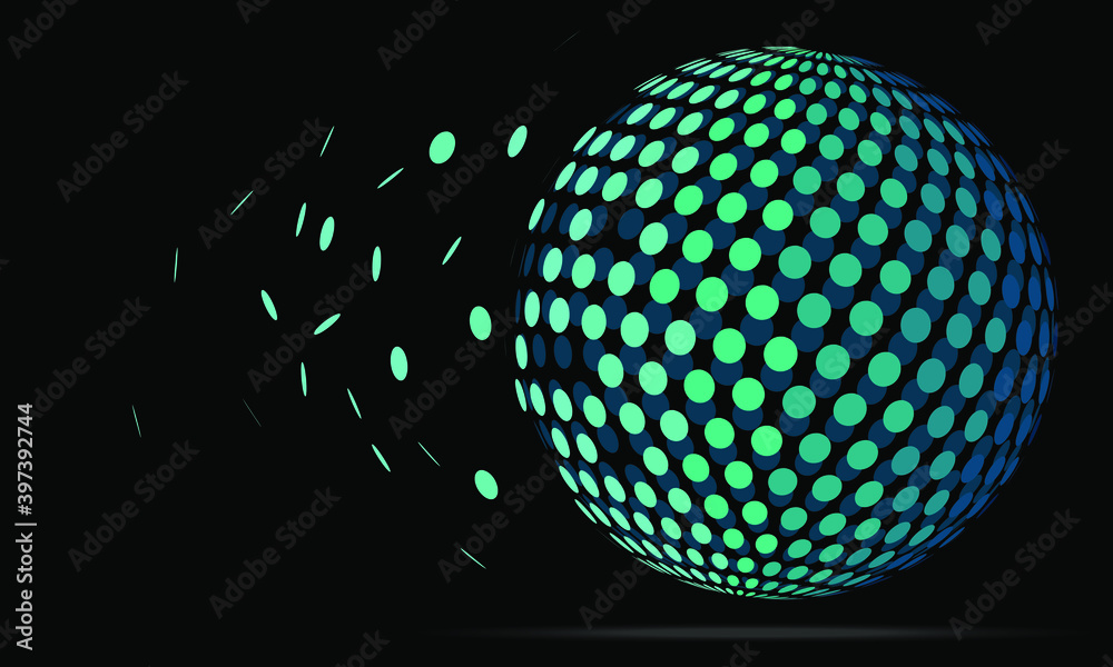 3D decorative balls with dot Sphere isolated. Pixel dot concept design ...