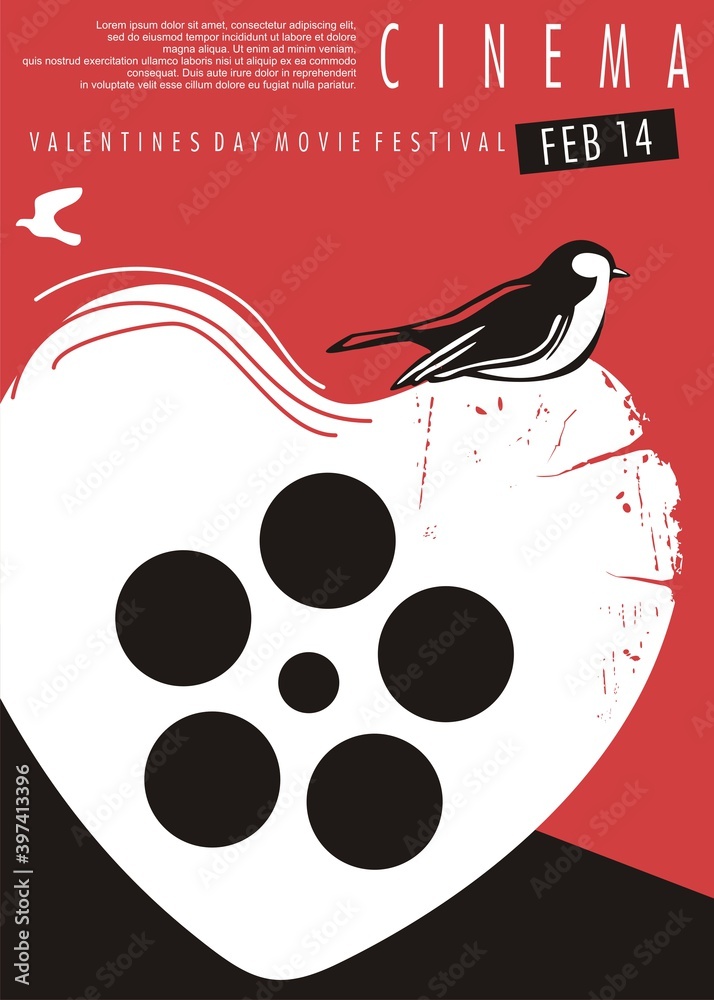 Image vectorielle Stock Valentines day movie marathon conceptual poster ...