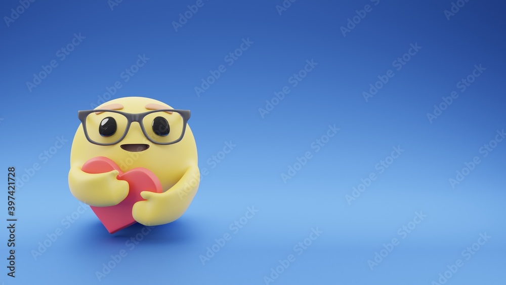 Illustration image of care emoticon for social network icon, concept of ...