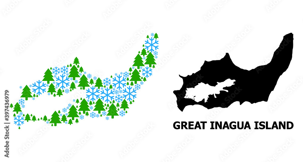 Vector mosaic map of Great Inagua Island created for New Year ...