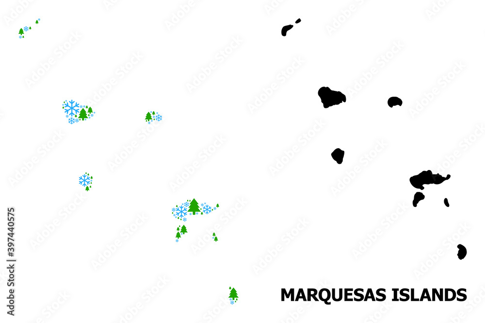 Stock-Vektorgrafik „Vector mosaic map of Marquesas Islands designed for ...