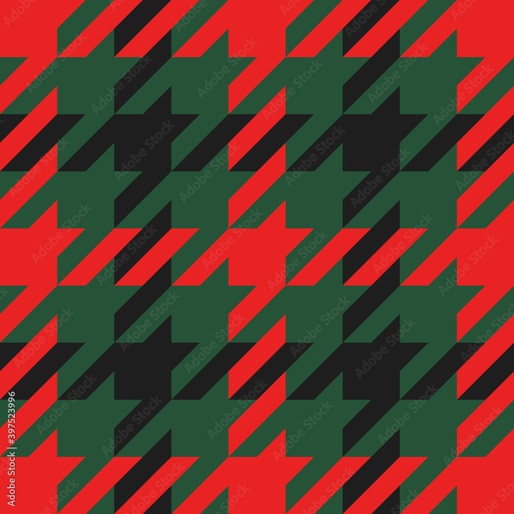 Goose foot. Christmas Pattern of crow's feet in red and black cage ...