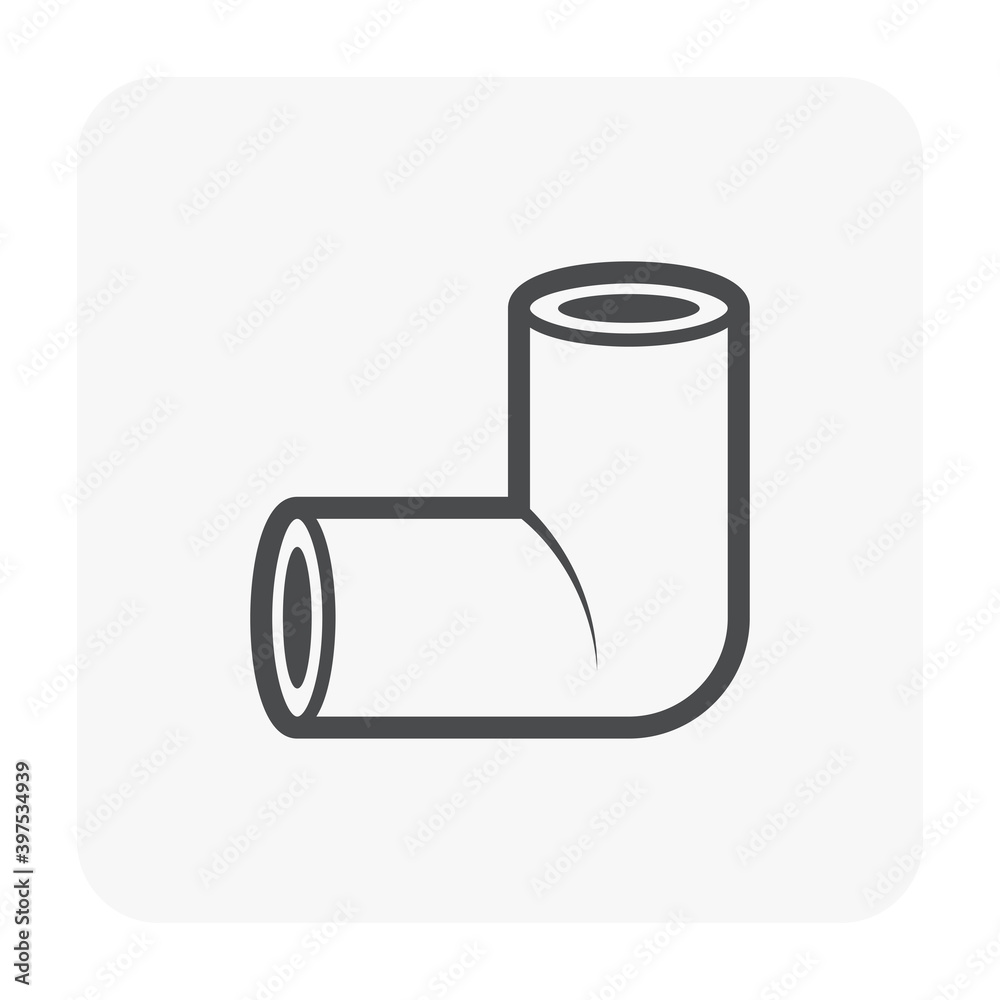 PVC (Polyvinyl Chloride) or plastic pipe fitting vector icon. Elbow ...