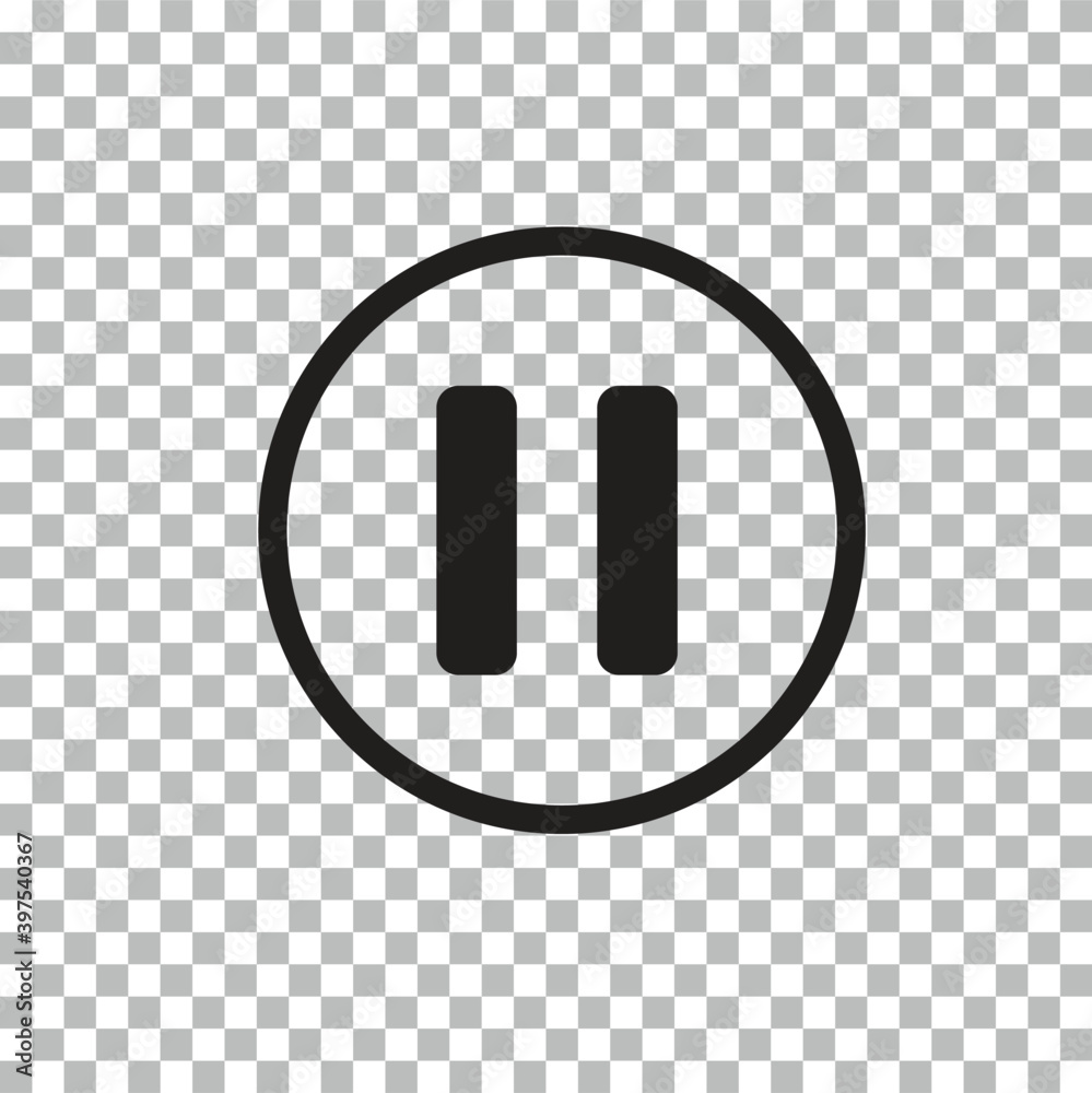 pause button icon on transparent background. pause button sign. flat ...