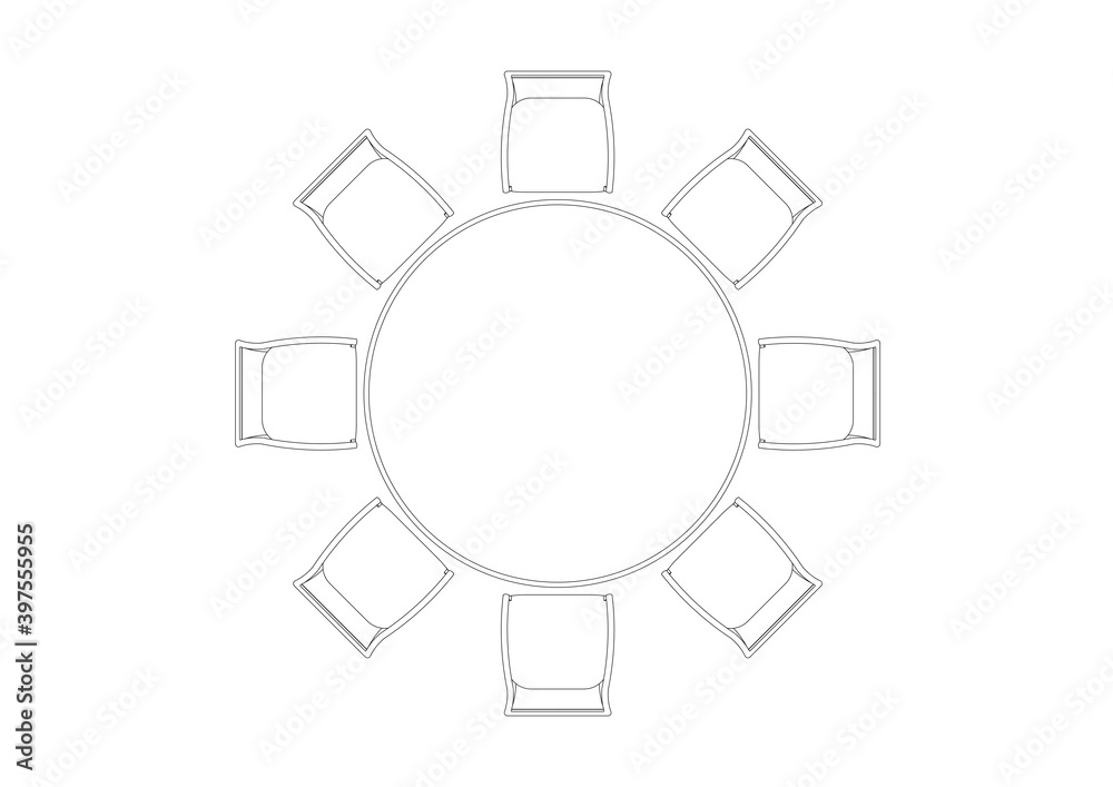 Ilustración de Stock CAD drawing of round banquet table complete with ...