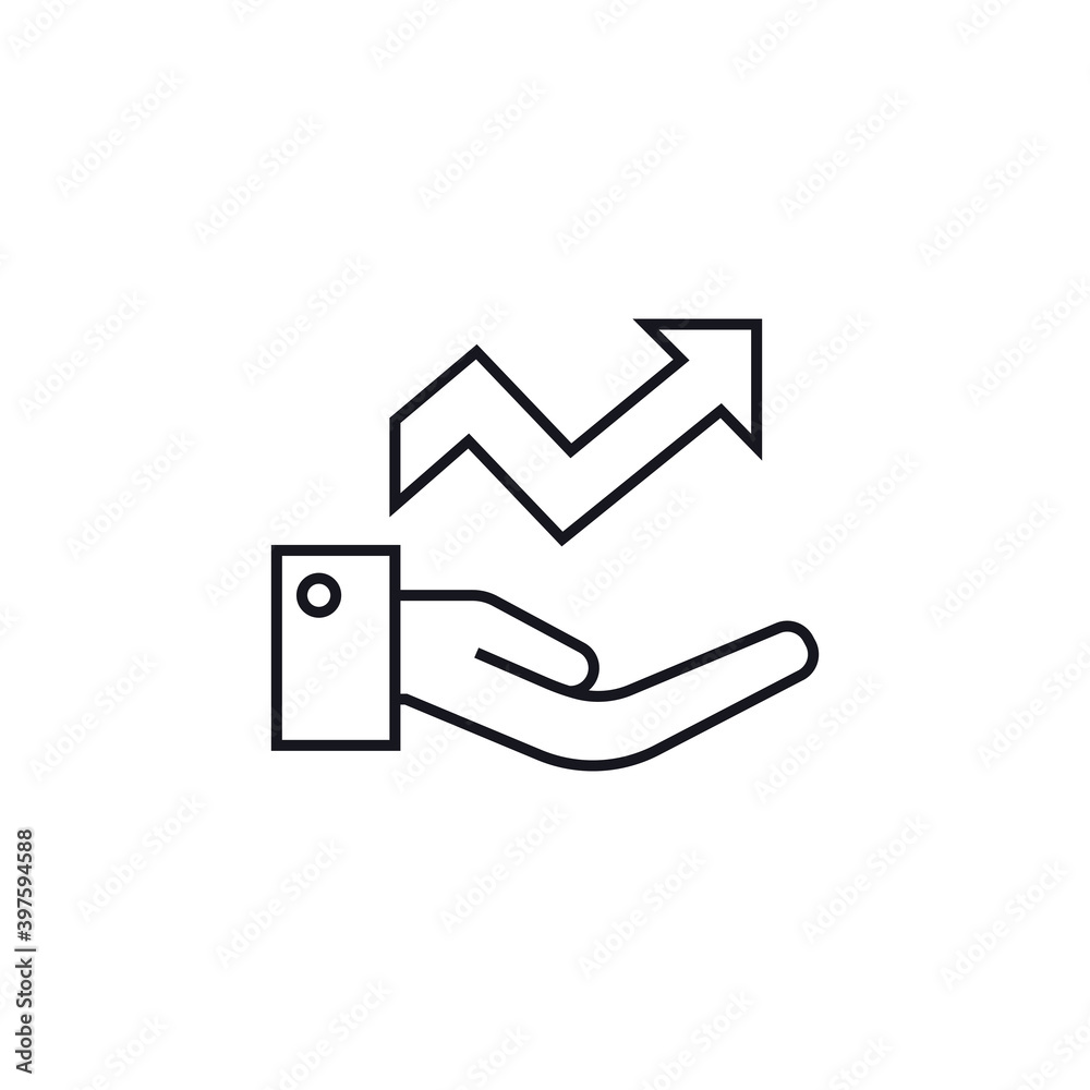 Hand holding graph icon. Increasing symbol modern, simple, vector, icon ...